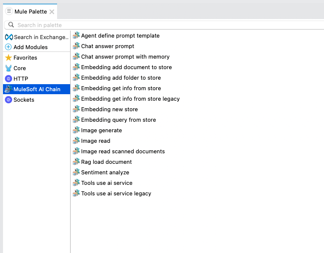 MuleSoft AI Chain Connector Operations
